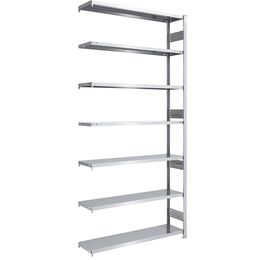hofe Schwerlast-Steckregal, verzinkt, beidseitig, Regalhöhe 3000 mm, 7 Böden, Anbauregal, BxT 1300 x 400 mm