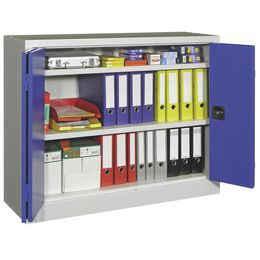 Pavoy Faltt&uuml;renschrank, H&ouml;he 1000 mm, Breite 1200 mm, Tiefe 400 mm, grau/blau