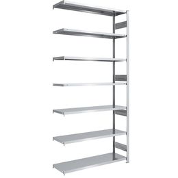hofe Schwerlast-Steckregal, verzinkt, beidseitig, Regalhöhe 3000 mm, 7 Böden, Anbauregal, BxT 1300 x 500 mm