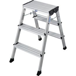 Krause Alu-Klapptritt, mit Rollen, 2 x 3 Stufen, alusilber, ab 5 Stk
