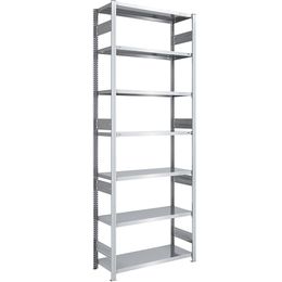 hofe Schwerlast-Steckregal, verzinkt, beidseitig, Regalhöhe 3000 mm, 7 Böden, Grundregal, BxT 1000 x 500 mm