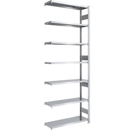 hofe Schwerlast-Steckregal, verzinkt, beidseitig, Regalhöhe 3000 mm, 7 Böden, Anbauregal, BxT 1000 x 400 mm
