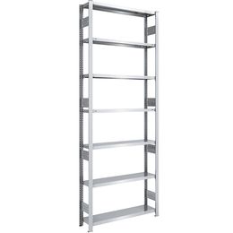 hofe Schwerlast-Steckregal, verzinkt, beidseitig, Regalhöhe 3000 mm, 7 Böden, Grundregal, BxT 1000 x 300 mm