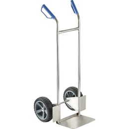 eurokraft basic Edelstahl-Sackkarre, mit Polyurethan-Bereifung, Tragfähigkeit 150 kg, ab 5 Stk