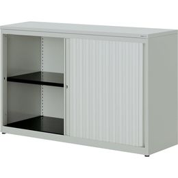 Mauser Querrollladenschrank, HxBxT 830 x 1200 x 432 mm, Kunststoffplatte, 1 Fachboden, lichtgrau / lichtgrau / lichtgrau