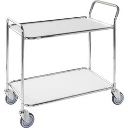 Kongamek Tischwagen, 2 Etagen, LxBxH 1020 x 555 x 965 mm, verzinkt / weiß, ab 2 Stk