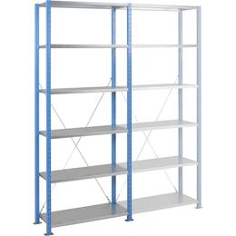Manorga Schnellbau-Schwerlast-Steckregal, Fachboden-BxT 1250 x 400 mm, Fachlast 225 kg, Grundregal, Höhe 2500 mm, 6 Fachböden