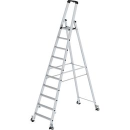 MUNK Stufen-Stehleiter, einseitig, Ausführung mobil, 10 Stufen, Plattformhöhe 2340 mm