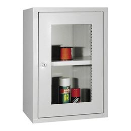 Pavoy H&auml;ngeschrank, H&ouml;he 600 mm, mit Sichtfenstert&uuml;r/en, Breite 400 mm, glatte R&uuml;ckwand, grau
