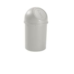 Helit Push-Abfallbehälter aus Kunststoff, Volumen 6 l, HxØ 375 x 216 mm, lichtgrau, VE 6 Stk