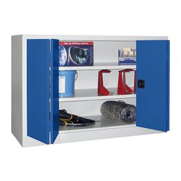 Pavoy Faltt&uuml;renschrank, H&ouml;he 1000 mm, Breite 1500 mm, Tiefe 400 mm, grau/blau