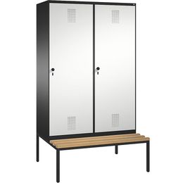 EVOLO Garderobenschrank, mit Sitzbank, Tür über 2 Abteile C+P