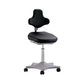 bimos Labor-Arbeitsdrehstuhl LABSTER, Höhenverstellung 460 - 650 mm, mit Rollen, Sitzfläche und Rückenlehne aus PU-Schaum, schwarz