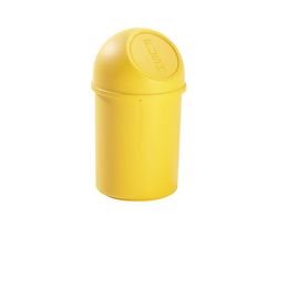 Helit Push-Abfallbehälter aus Kunststoff, Volumen 6 l, HxØ 375 x 216 mm, gelb, VE 6 Stk