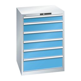 LISTA Schubladenschrank, 6 Schubladen, BxTxH 717 x 725 x 1000 mm, lichtgrau / lichtblau