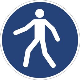 Gebotskennzeichen, Fußgängerweg benutzen, VE 10 Stk, Folie, Ø 100 mm kaiserkraft