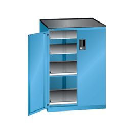 LISTA Schubladenschrank mit Flügeltüren, Höhe 1020 mm, 4 Böden, Traglast 75 kg, lichtblau