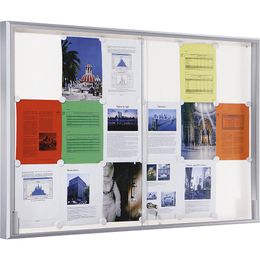 eurokraft pro Schaukasten, Alu-Rahmen, Schiebetüren, 8 x DIN A4, BxHxT 910 x 670 x 50 mm, Rahmen gerundet