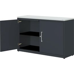 Mauser Flügeltürenschrank, HxB 830 x 1200 mm, Kunststoffplatte, 1 Fachboden, anthrazitgrau / anthrazitgrau / lichtgrau