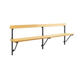 Sypro Klappbare Wandbank, feste L&auml;nge 2000 mm, mit Holzauflage