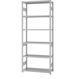 eurokraft pro System-Steckregal, Bauart mittelschwer, kunststoffbeschichtet, Regalhöhe 2500 mm, Grundregal, Breite x Tiefe 1000 x 400 mm