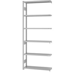 eurokraft pro System-Steckregal, Bauart mittelschwer, kunststoffbeschichtet, Regalhöhe 2500 mm, Anbauregal, Breite x Tiefe 1000 x 300 mm