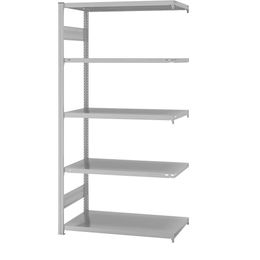 eurokraft pro System-Steckregal, Bauart mittelschwer, kunststoffbeschichtet, Regalhöhe 2000 mm, Anbauregal, Breite x Tiefe 1000 x 600 mm