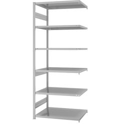 eurokraft pro System-Steckregal, Bauart mittelschwer, kunststoffbeschichtet, Regalhöhe 2500 mm, Anbauregal, Breite x Tiefe 1000 x 800 mm