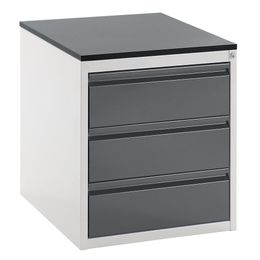 Rau Schubladenschrank mit Teleskopführungen, Höhe 640 mm, Schubladen 3 x 180 mm, lichtgRau / anthrazit-metallic, Breite 580 mm