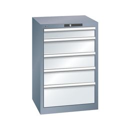 LISTA Schubladenschrank, 5 Schubladen, BxTxH 564 x 572 x 850 mm, grau metallic / lichtgrau