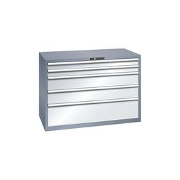 LISTA Schubladenschrank, 5 Schubladen, BxTxH 1431 x 725 x 1000 mm, grau metallic / lichtgrau