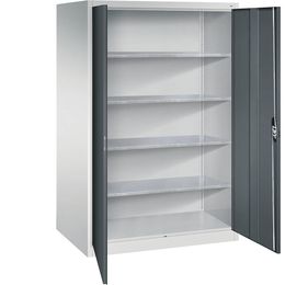 C+P Werkstatt-Fl&uuml;gelt&uuml;rschrank, HxBxT 1950 x 1200 x 400 mm, lichtgrau / anthrazitgrau