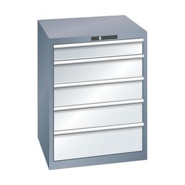 LISTA Schubladenschrank, 5 Schubladen, BxTxH 717 x 725 x 850 mm, grau metallic / lichtgrau, Schubladentraglast 75 kg