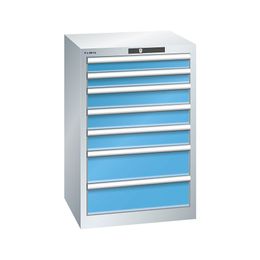 LISTA Schubladenschrank, 7 Schubladen, BxTxH 564 x 572 x 850 mm, lichtgrau / lichtblau