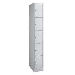 Wolf 5er-Schließfachschrank Komfort, 1 Abteil, lichtgrau, Breite 300 mm