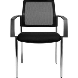 Topstar Netz-Stapelstuhl, 4-Fuß, VE 2 Stk, Sitz schwarz, Gestell chrom