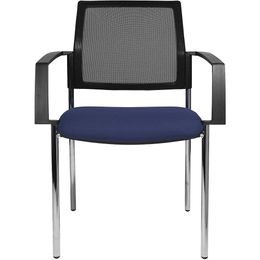 Topstar Netz-Stapelstuhl, 4-Fuß, VE 2 Stk, Sitz blau, Gestell chrom