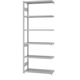 eurokraft pro System-Steckregal, Bauart mittelschwer, kunststoffbeschichtet, Regalhöhe 2500 mm, Anbauregal, Breite x Tiefe 1000 x 400 mm