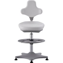 bimos Labor-Arbeitsdrehstuhl LABSTER, Höhenverstellung 550 - 800 mm, mit Gleitern und Fußring, Kunstlederbezug, weiß