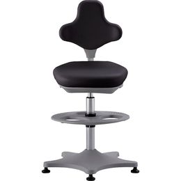 bimos Labor-Arbeitsdrehstuhl LABSTER, Höhenverstellung 550 - 800 mm, mit Gleitern und Fußring, Sitz aus PU-Schaum, schwarz