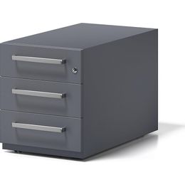 Bisley Rollcontainer Note™, mit 3 Universalschubladen, HxBxT 495 x 420 x 775 mm, mit Griff, anthrazitgrau