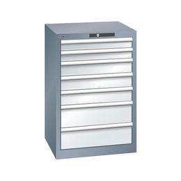 LISTA Schubladenschrank, 7 Schubladen, BxTxH 564 x 572 x 850 mm, grau metallic / lichtgrau