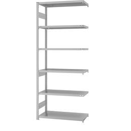 eurokraft pro System-Steckregal, Bauart mittelschwer, kunststoffbeschichtet, Regalhöhe 2500 mm, Anbauregal, Breite x Tiefe 1000 x 500 mm