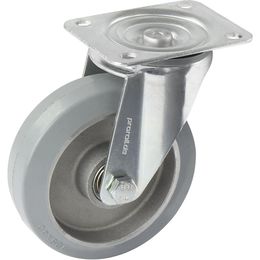 Proroll Elastik-Vollgummi-Reifen, grau, Rad-&Oslash; x Breite 100 x 40 mm, Lenkrolle
