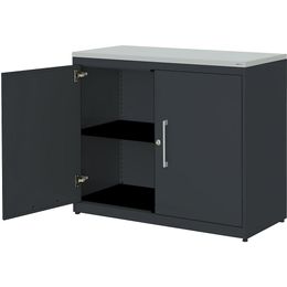 Mauser Flügeltürenschrank, HxB 830 x 1000 mm, Kunststoffplatte, 1 Fachboden, anthrazitgrau / anthrazitgrau / lichtgrau