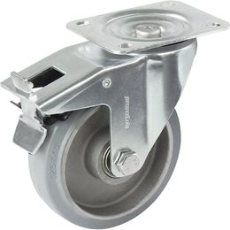 Proroll Elastik-Vollgummi-Reifen, grau, Rad-&Oslash; x Breite 100 x 40 mm, Lenkrolle mit Doppelstopp