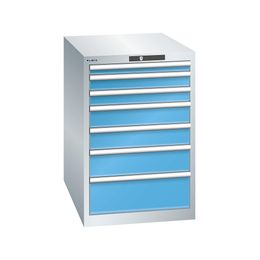 LISTA Schubladenschrank, 7 Schubladen, BxTxH 564 x 724 x 850 mm, lichtgrau / lichtblau