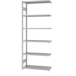 eurokraft pro System-Steckregal, kunststoffbeschichtet, Bauart leicht, Regalhöhe 2500 mm, Anbauregal, Breite x Tiefe 1000 x 400 mm