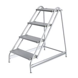 MUNK Aluminium-Arbeitspodest, Stufen aus geriffeltem Aluminium, einseitig begehbar, 4 Stufen