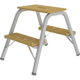 MUNK Stahlrohr-Tritt mit Holzstufen, ohne Rollen, 2 Stufen inkl. Plattform